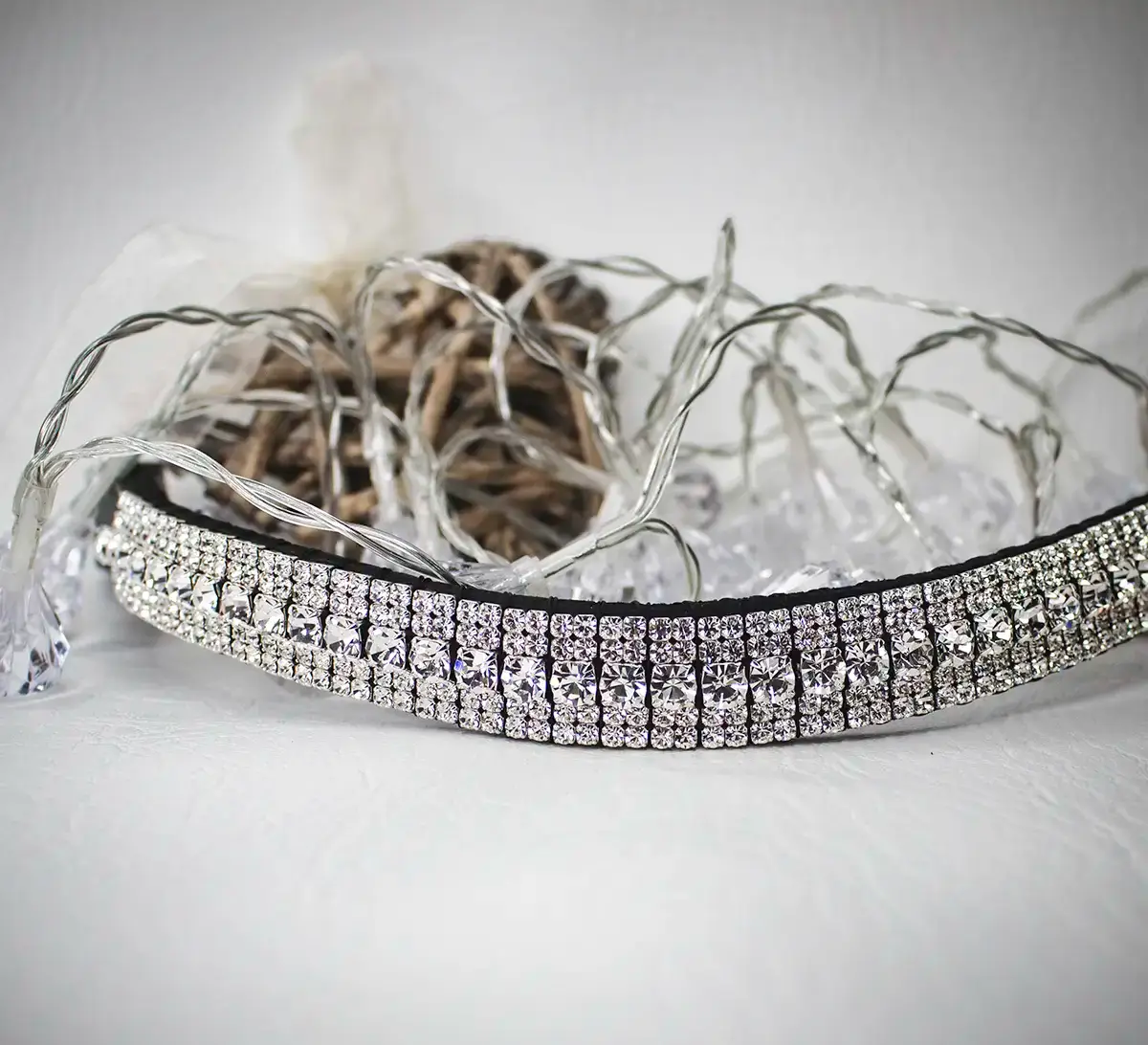 Five-row, handmade Mega Bling browband Clear Crystals Perfect for Dressage