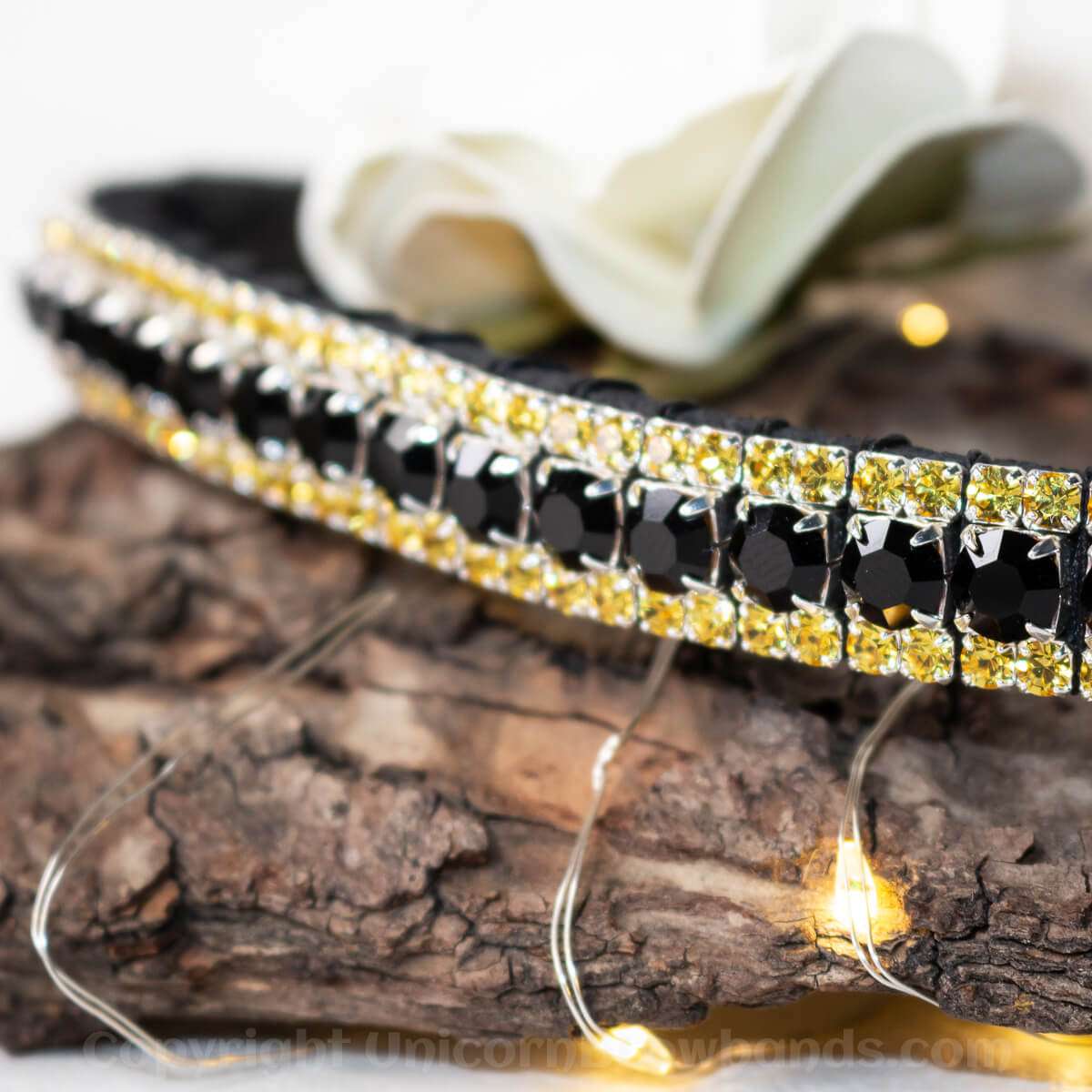 The Bee | Black and Yellow Crystal Browband - Unicorn Browbands