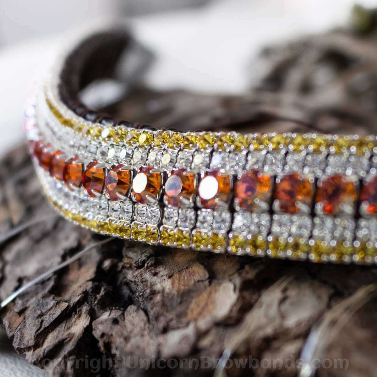 Yellow and Orange Browband with Crystal Lava Centre