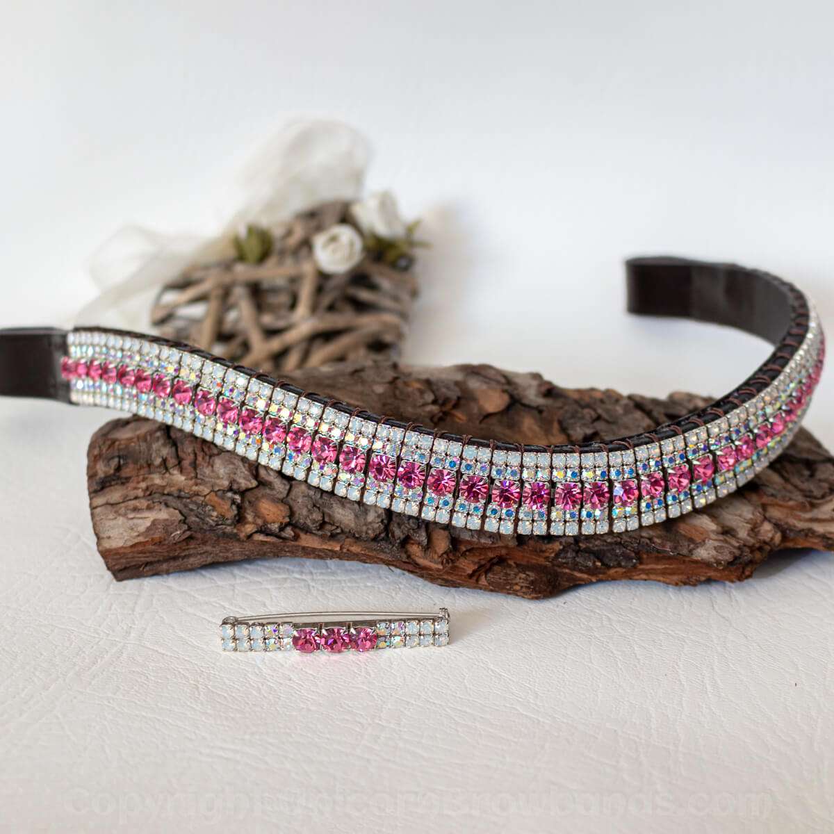 Sparkling Elegance - Light Pink Opal & Iridescent AB Diamante Browband