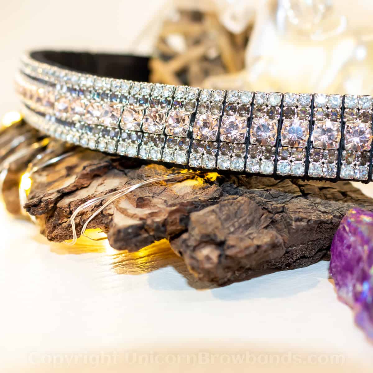 Ultimate Peach, Black Diamond & Diamanté Hand-Made Bling Browband ...